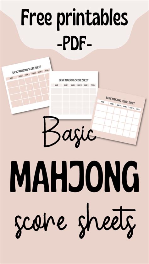 Basic Mahjong Score Sheet Simplify Your Mahjong Game With Our Free