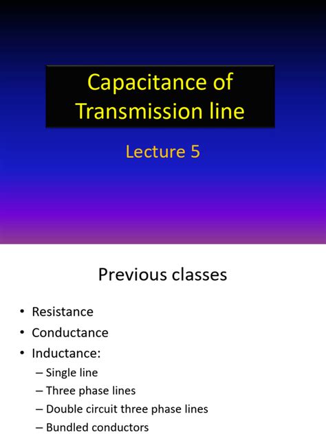 Lecture 5 Capacitance Of Transmission Lines Pdf Electric Power Transmission Capacitance