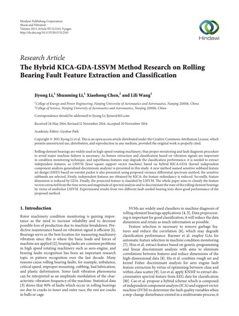 Pdf The Hybrid Kica Gda Lssvm Method Research On Rolling Bearing
