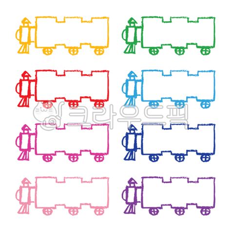 기차 색연필 손그림 라벨 리본 사진이미지일러스트캘리그라피 Green Seed작가