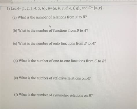 solved 1 let a {1 2 3 4 5 6 b {a b c d e f g