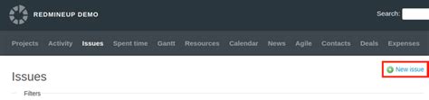 Creating Issues In Redmine Redmine Help And Support