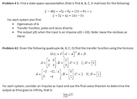 Solved Problem 1 Find A State Space Representation That