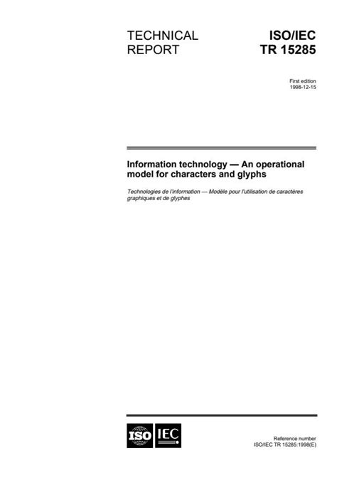 ISO IEC TR Information Technology An Operational Model For Characters And Glyphs