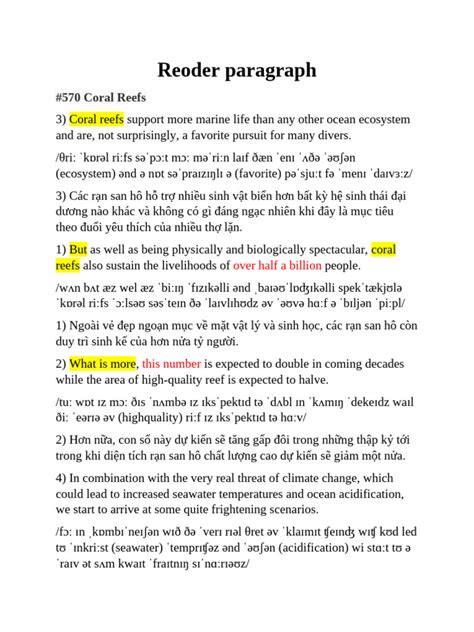 Reoder Paragraph Pdf