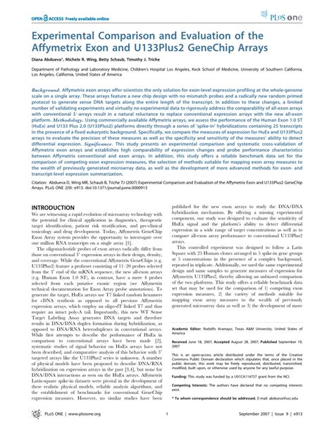 pdf experimental comparison and evaluation of the affymetrix exon and