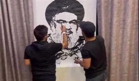 نقاشی دیدنی هنرمندان عراقی به یاد سید شهید مقاومت