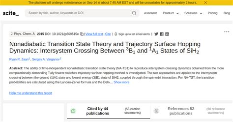 Citation Report Nonadiabatic Transition State Theory And Trajectory