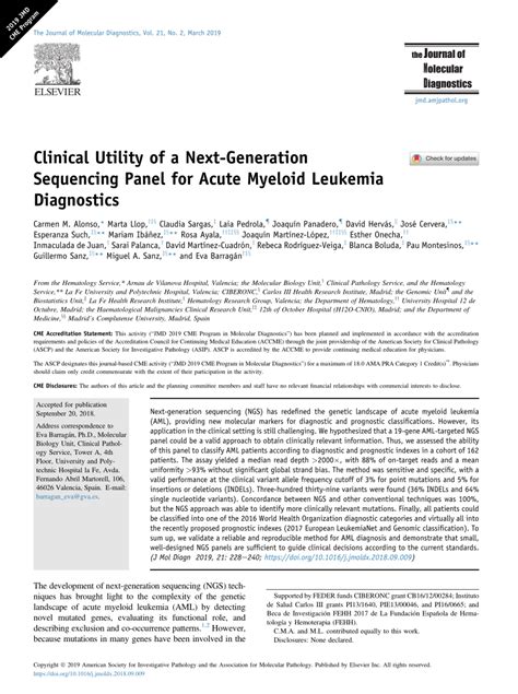 Pdf Clinical Utility Of A Next Generation Sequencing Panel For Acute