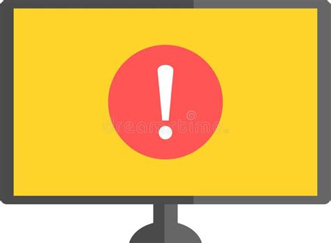 Computer With Exclamation Mark In The Screen Monitor With Alert Icon