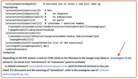 Etoc Pdf Cannot Extract The Snippets Tex Latex Stack Exchange