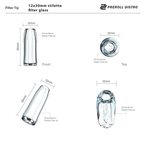 Glass Filter Tips Stiletto 12mmx30mm