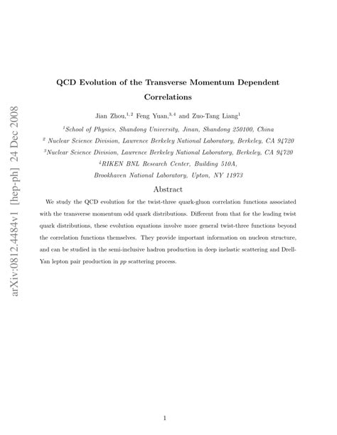 Pdf Qcd Evolution Of The Transverse Momentum Dependent Correlations