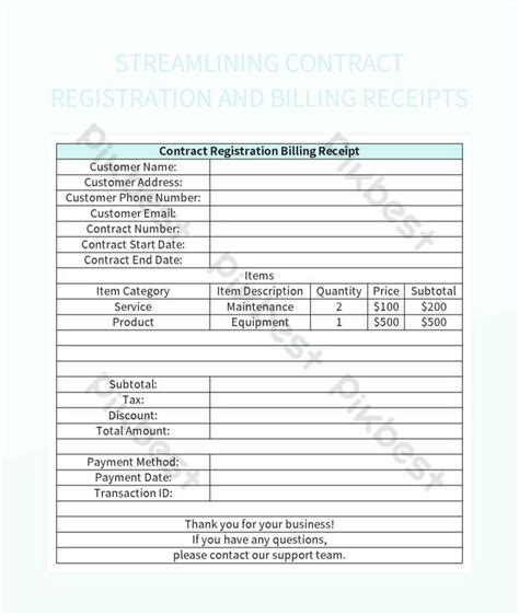 Streamlining Contract Registration And Billing Receipts Excel