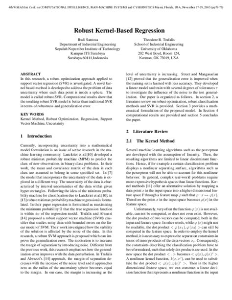 Pdf Robust Kernel Based Regression