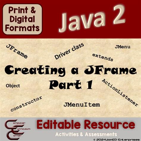 Java Creating A Jframe Part 1 Activities And Editable Assessment Tpt
