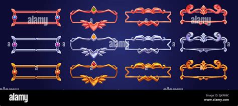 Silver Bronze And Golden Vintage Game Frames Ui Medieval Borders Of Gold Or Steel Metal With