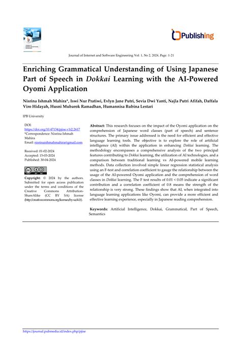 Pdf Enriching Grammatical Understanding Of Using Japanese Part Of Speech In Dokkai Learning