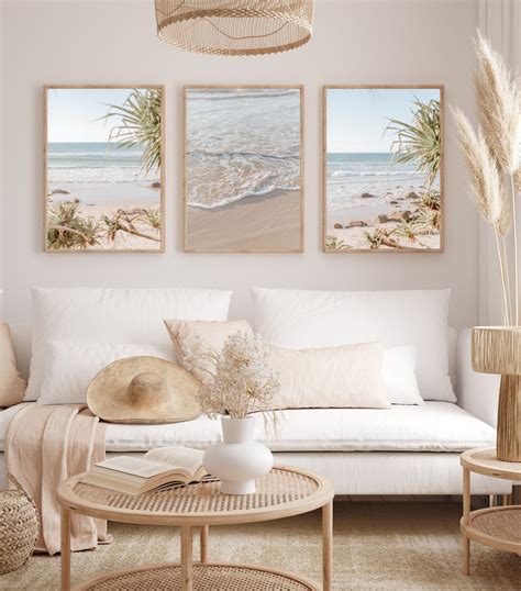 Coastal Wall Art Coastal Beach Wall Prints Pastel Beach Print Set For