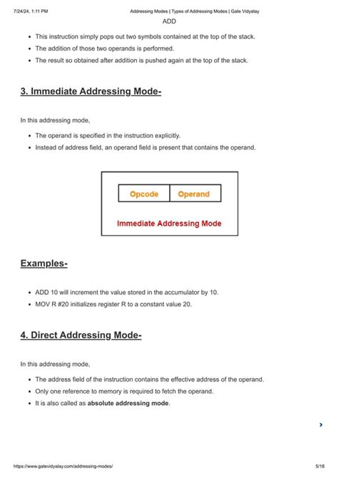 Addressing Modes Types Of Addressing Modes Gate Vidyalay Pdf