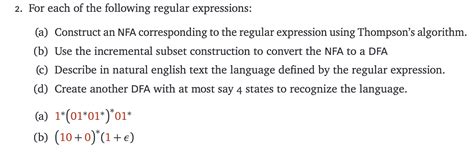 solved 2 for each of the following regular expressions a