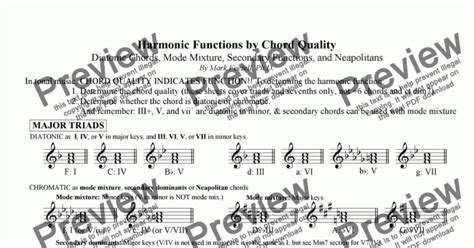 Harmonic Functions By Chord Quality Handout Download Sheet Music PDF