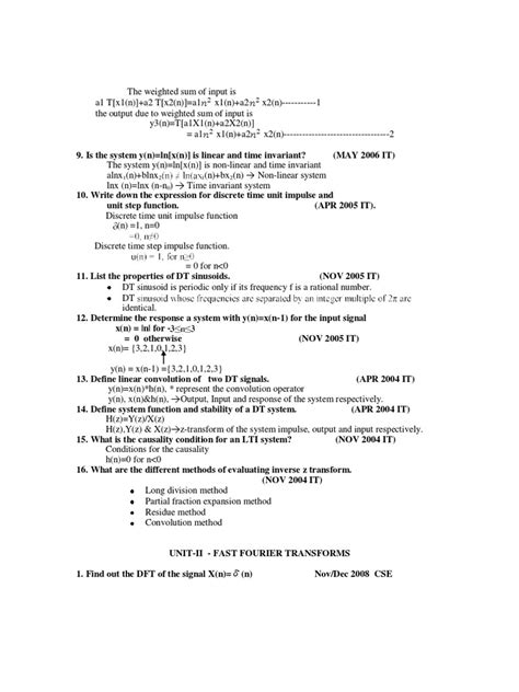 Q 01 Question Bank Solutions Pdf Discrete Fourier Transform Fast Fourier Transform