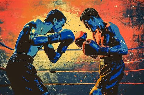 Two Boxers Facing Each Other In A Boxing Ring Gritty Vintage Style Premium Ai Generated Image