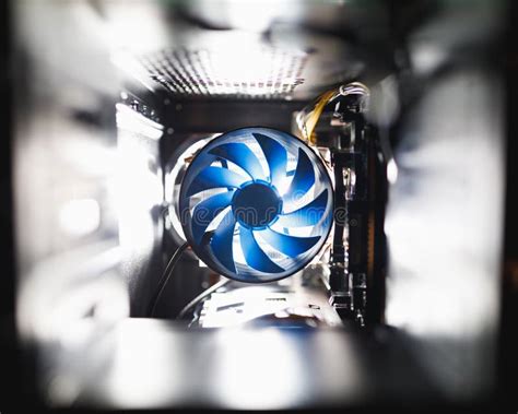 Blue Cpu Cooler Inside PC Case Shiny Light Background Stock Image Image Of Duct Electronics