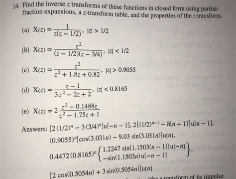 Solved 14 Find The Inverse Z Transforms Of These Functions