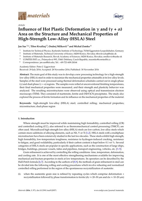 Pdf Influence Of Hot Plastic Deformation In γ And γ α Area On The