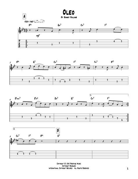 Oleo By John Coltrane Solo Guitar Guitar Instructor