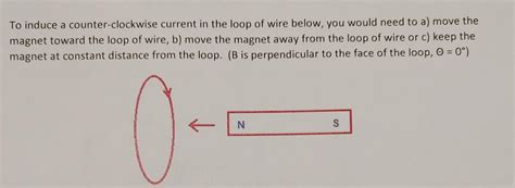 Solved To Induce A Counter Clockwise Current In The Loop Of