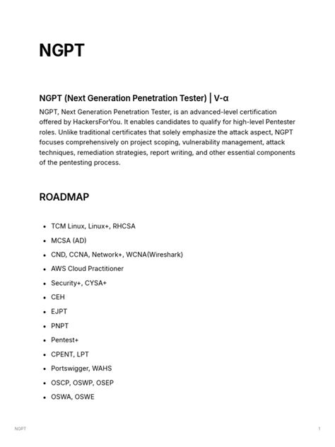 Ngpt Roadmap Pdf