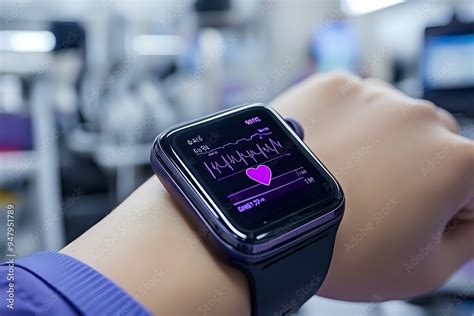 ภาพประกอบสตอก Smartwatch Displays Heart Rate Monitor ECG and Pulse Oximetry Readings ภาพ