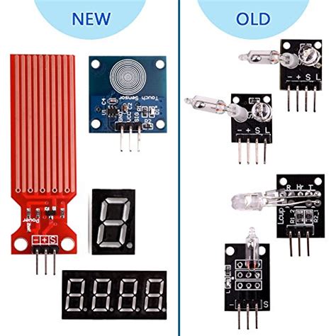 Kuman 37개 Arduino와 Raspberry Pi용 센서 온습도 광중단 아날로그 홀 센서 모듈 전자 공작 키트 Uno