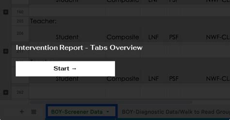 Intervention Report Tabs Overview