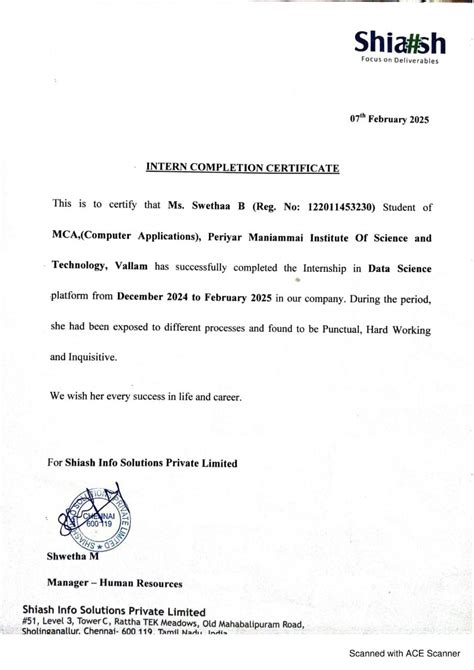 Datascience Machinelearning Internship Ai Learning Careergrowth… Swethaa B