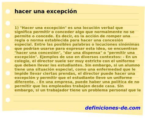 Significado De Hacer Una Excepción