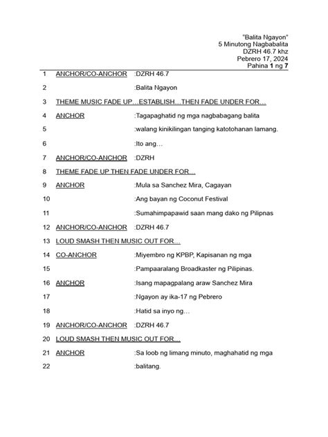 Filipino Broadcast Script Pdf