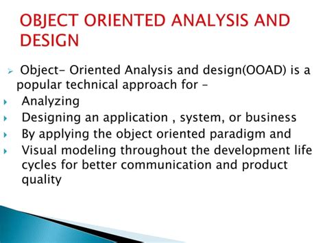 Object Oriented Analysis And Design Ppt