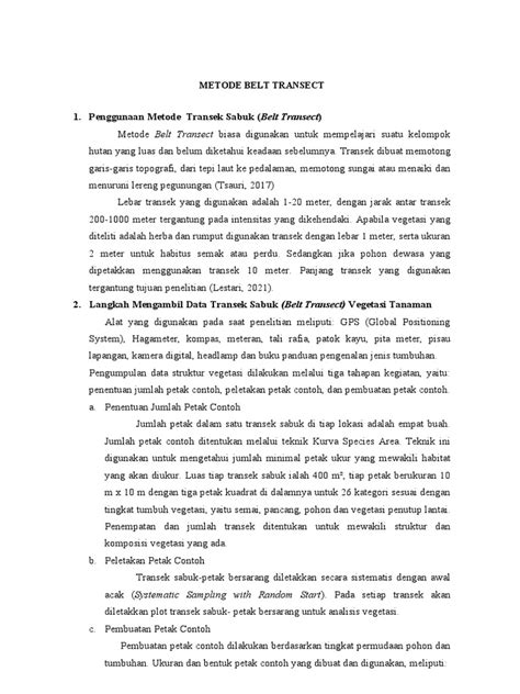Kelompok 8 Metode Transek Sabuk Belt Transect Pdf