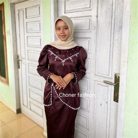 Choner One Set Kurung Melayu Virall Full Mutiara Satin Velvet Premium