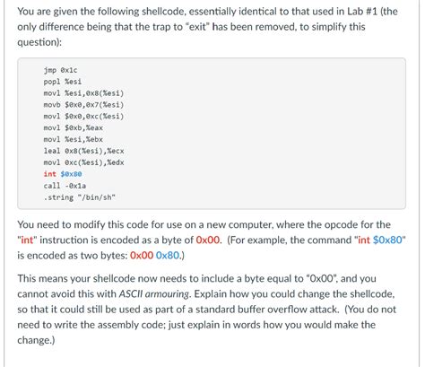 Solved You Are Given The Following Shellcode Essentially Chegg