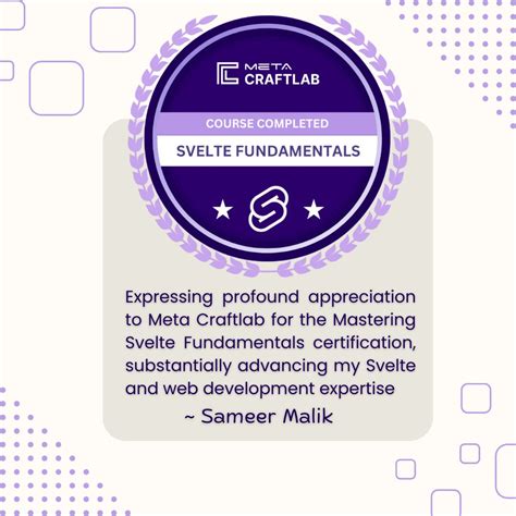 Sameer Malik On Linkedin Svelteframework Masteringsvlete Techskills Craftlabcertification