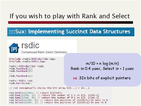 Rank And Select Data Structures A Basic Problem