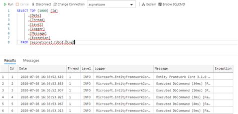 C Asp Net Core 30 Log4net Ms Sql Server Appender Not Working