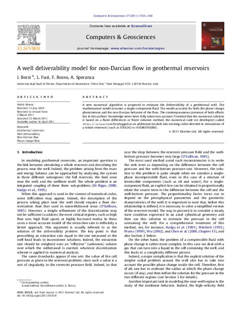 Pdf A Well Deliverability Model For Non Darcian Flow In Geothermal