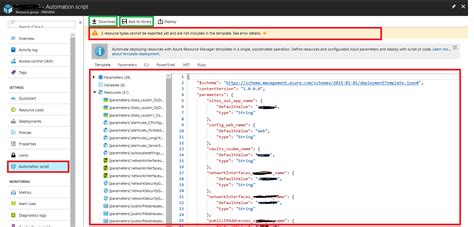Azure Resource Group Template Download Stack Overflow