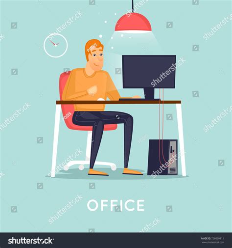 Young Man Working On Computer Programmer Stock Vector 726030811 Shutterstock